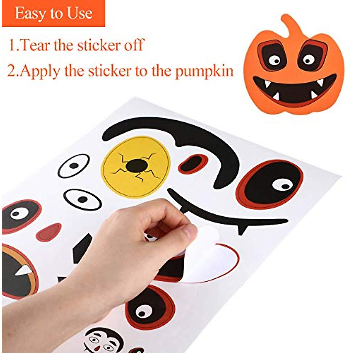 32 PCS Halloween Foam Pumpkin Craft Kit and Pumpkin Stickers for Halloween Kids DIY Craft Party Trick or Treat Party Favors Decorations (Cute Pumpkin)