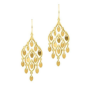 10k Real Yellow Gold Filigree Chandelier Dangle Earrings - 20mmX45mm, 1.71gr.