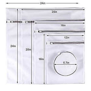 Durable Mesh Laundry Bags for Delicates Wash Bag for Lingerie Clothes Jeans Bath Towel Sock Travel Organization Bag (5 Set(S+M+L+XL+Bra bag))