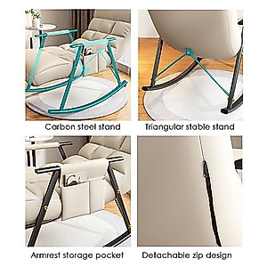 YCKEGEW Rocking Chair Lounge Chair Recliner Armchair for Living Room Bedroom,Back Adjustable Comfy Accent Chair,Modern Rocker Glider Waterproof Fabric Patio Rocking Chair (Color : Light Grey)