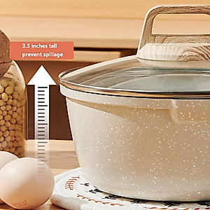 Saucepan with Lid and Steamer 2.2 Quart, UNOSCHRIM Non-stick Small Sauce Pot, Small Milk Pot with Two Side Spouts, Multipurpose Cooking Pot for Steaming, Boiling and Frying, All Stove Tops Compatible