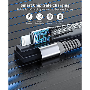 iPhone Charger, [MFi Certified] Lightning Cable 3Pack 8inch Nylon Braided iPhone Charger Cable 2.4A Short USB Fast Charging Data Sync Transfer Cord for iPhone 14 13 12 11 XS XR X 8 7 iPad iPod