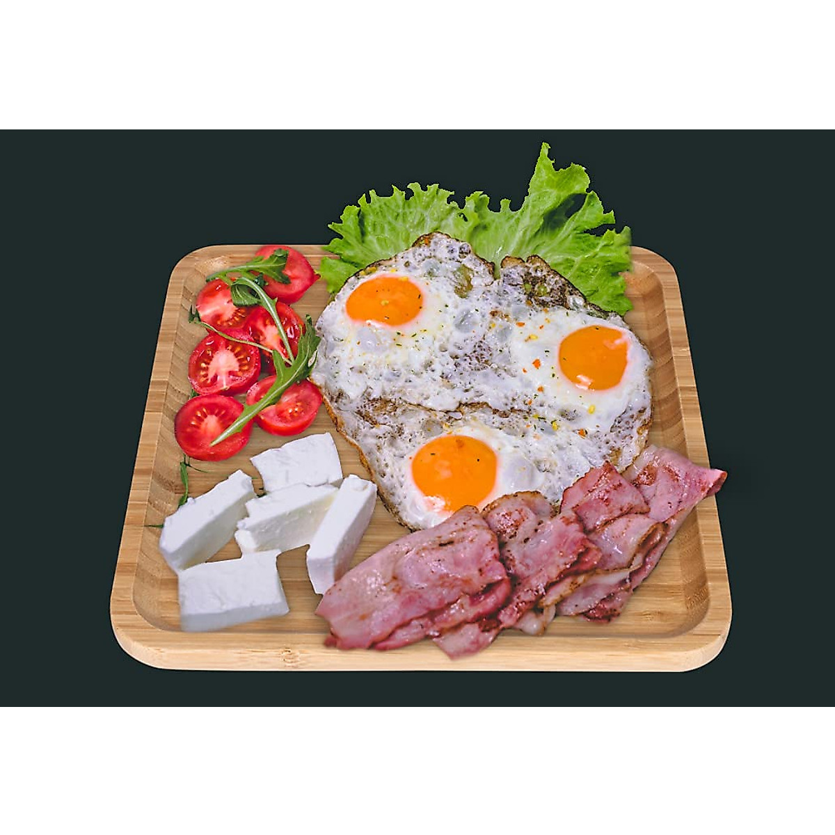 Bearstar 2-Pack Bamboo Square Plates ,12 Inches Cheese Plates Coffee Tea Serving Tray Fruit platters Party Dinner Plates Sour Candy Tray