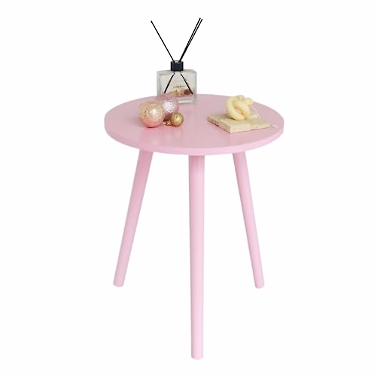 AWASEN Round Side Table, Small Accent Table Nightstand Modern End Table for Kids Room Living Room Bedroom Office Small Spaces, 16''D x 19.5''H (Pink)