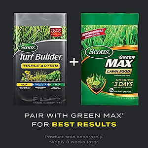 Scotts Turf Builder Triple Action - Weed Killer & Preventer, Lawn Fertilizer, Prevents Crabgrass, Kills Dandelion, Clover, Chickweed & More, Covers up to 4,000 sq. ft., 20 lb.