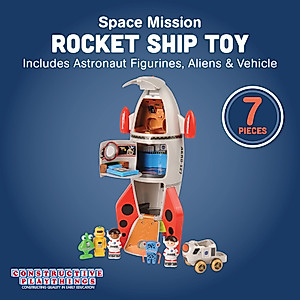 CP Toys Space Mission Rocket Ship Toy, Includes Astronaut Figurines, Aliens and Vehicle, Space Gifts, STEM Toddler Toys for Kids 3 Years and Older, 16.7"