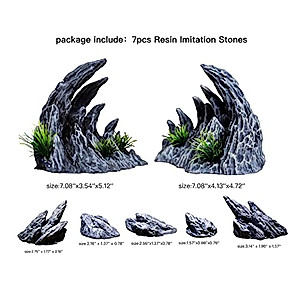 AWXZOM “Soul Valley” Aquarium Ornaments 2～5 Gallon Aquarium Decoration Model Kits, Include 7 pcs Resin Imitation Stone