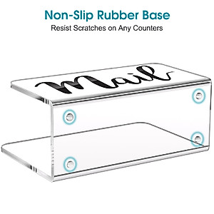 KTRIO Mail Holder Mail Organizer Countertop Acrylic Mail Sorter, Print Mail Script Letter Holder for Desk Envelope Holder Letter Organizer for Home Office School, Bill Filling Paper Document
