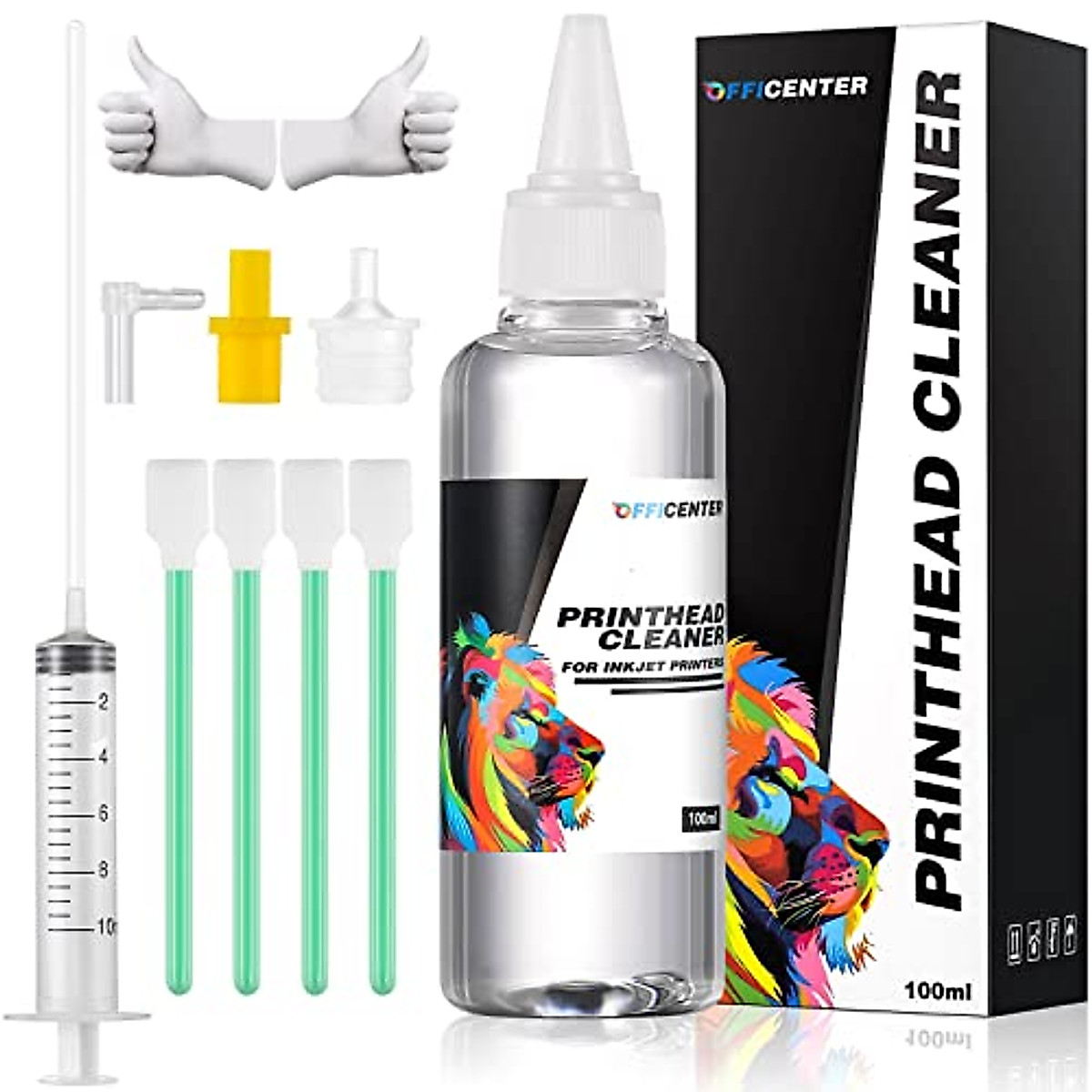 OFFICENTER Compatible Printhead Cleaning Kit for Epson/ HP/ Canon/ Brother ET-2760 ET-4760 ET-2750 ET-2720 ET-3760 ET-2850 ET-2803 6978 7740 8035 8210 8610 8620 6600 Inkjet Printer, 100ML