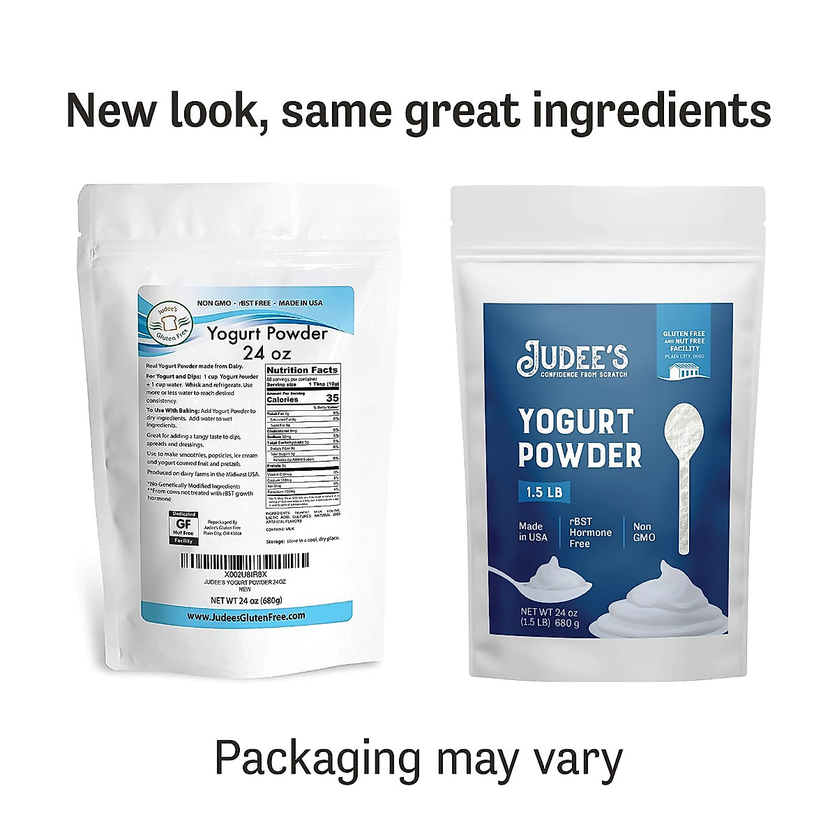 Judee’s Yogurt Powder 1.5lb (24oz) - 100% Non-GMO, rBST Hormone-Free - Gluten-Free & Nut-Free - Made from Real Dairy - Made in USA - Make Homemade Yogurt and Tangy Dips, Dressings, and Toppings