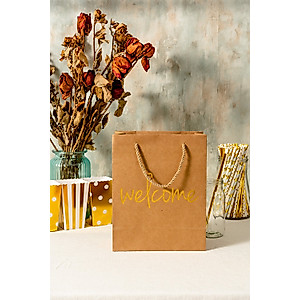 Crisky Welcome Gift Bags 25 Pcs Wedding Welcome Bags for Hotel Guests Shopping Bags Party Bags Gift Bags Retail Bags， 4x8x10 inch