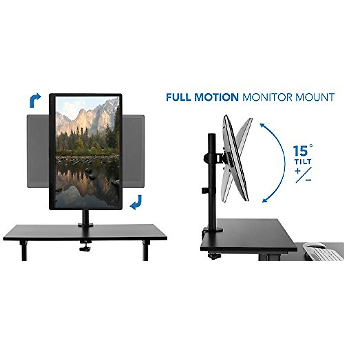 Mount-It Mobile Stand Up Desk / Height Adjustable Computer Work Station Rolling Presentation Cart With Monitor Arm (MI-7942B), Black