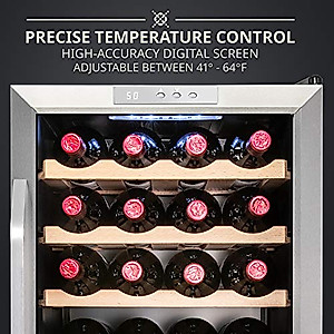 Ivation 28 Bottle Compressor Wine Cooler Refrigerator w/Lock | Large Freestanding Wine Cellar For Red, White, Champagne or Sparkling Wine | 41f-64f Digital Temperature Control Fridge Stainless Steel