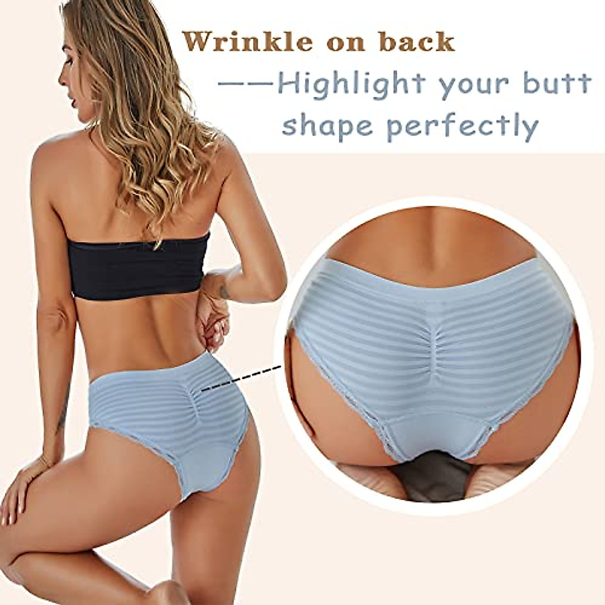 Cheeky Underwear for Women Sexy Panties No Show Stretchy with Cute Lace Seamless Breathable Underwear Women Pack of 6 S-2XL