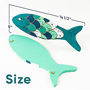 Wooden Fish Wall Decor - Nautical Coastal Wall Art for Lake House