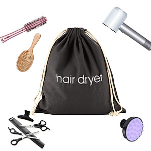 ERKXD Hair Dryer Bags Drawstring Bag Container Hairdryer Bag for travel bathroom (Grey)