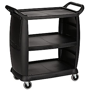 Carlisle FoodService Products Plastic Bussing Cart, 300 lb Capacity, 36.25" x 18"x 38", Black, Small