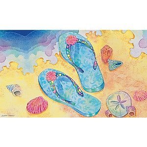 Toland Home Garden 800001 Beach Flip Flops Summer Door Mat 18x30 Inch Beach Outdoor Doormat for Entryway Indoor Entrance
