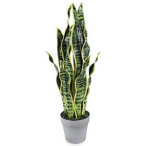 Artificial Snake Plant Faux Sansevieria 26 Inch Feaux Plastic Greenery Agave Potted Plants for Home Office Garden Decoration