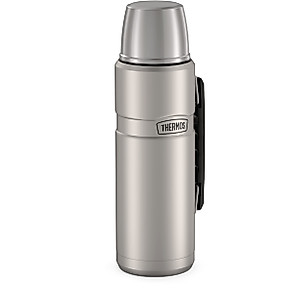THERMOS Stainless King 40 Ounce and 68 Ounce Vacuum-Insulated Beverage Bottles, Matte Steel