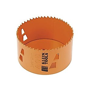 Klein Tools 31958 Bi-Metal Hole Saw, Heavy-Duty 3 5/8-Inch Steel Cutting Hole Saw with Multiple Leverage Points
