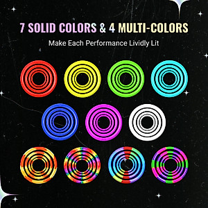 UltraPoi UltraKnob Swivel Handles Set (Pair (2)) - Rechargeable LED Poi Knob Handles - Over 30 Brilliant Rainbow Color Modes & Flashing Patterns - Silicone Knob Set for Poi, Flow Arts & Light Spinning