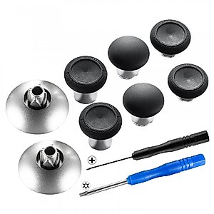 eXtremeRate 8 in 1 Black Metal Magnetic Thumbsticks Analog Joysticks for Xbox One, Xbox One Elite, Xbox One S, Xbox Series X, PS4 Slim, PS4 Pro, PS4 Controller with T8H Cross Screwdrivers