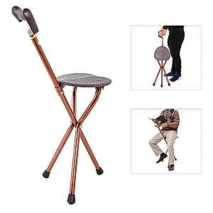 Metal Portable Folding Walking Stick Chair Seat Stool Travel Cane Chair Ultra Stable