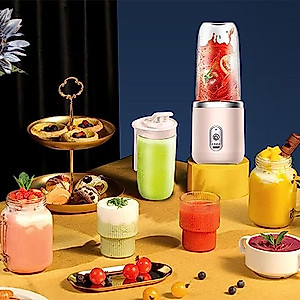 Portable Blender Cup, Personal Electric Blender with Bottle for Shakes and Smoothies, USB Rechargeable Fruit Juicer, 6 Blades Handheld Blenders for Sports Travel and Outdoors (Blue)