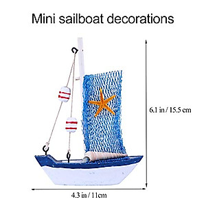 NUOBESTY 4pcs Wooden Mini Sailboat Model Miniature Sailing Boat Ships Nautical Sailboat Decorations for Nautical Beach Coastal Wedding Home Ornaments