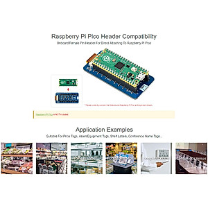 waveshare 2.13inch E-Paper Display Module(B) for Raspberry Pi Pico, 212×104 Pixels Red Black White Three Colors E-Ink Screen LCD SPI Interface Wide Viewing Angle Paper-Like Effect