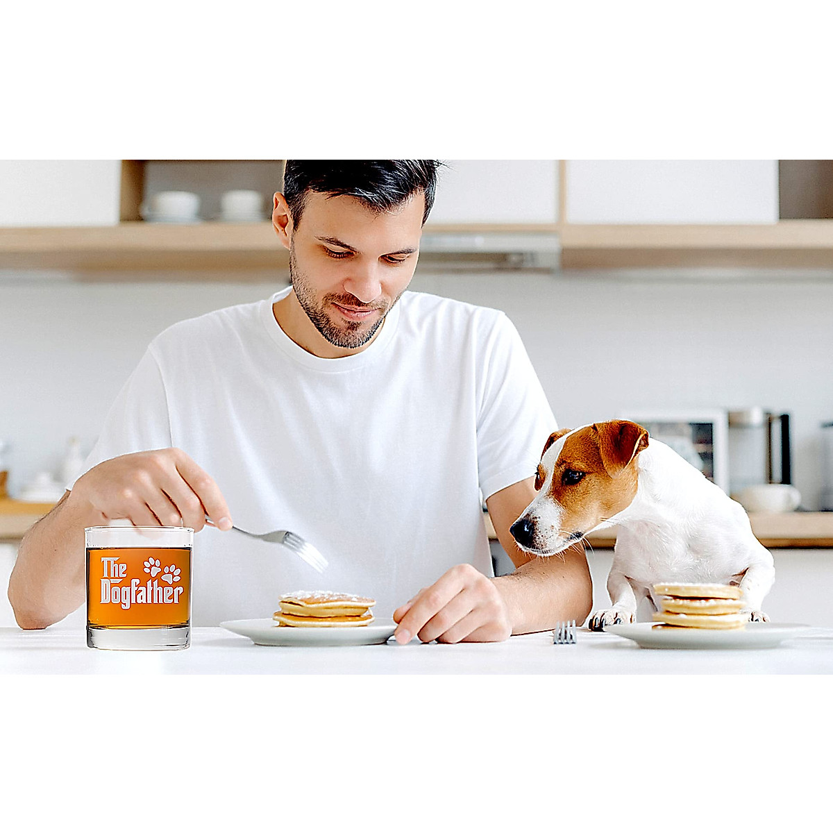 Promotion & Beyond Dogfather Cute Paws Whiskey Glass - Funny Gift for Dad Uncle Grandpa From Daughter Son Wife - Father's Day