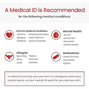 American Medical ID – Stainless Steel Classic Bracelet – Unisex Alert Bracelet (7" for 6.5" Wrist)