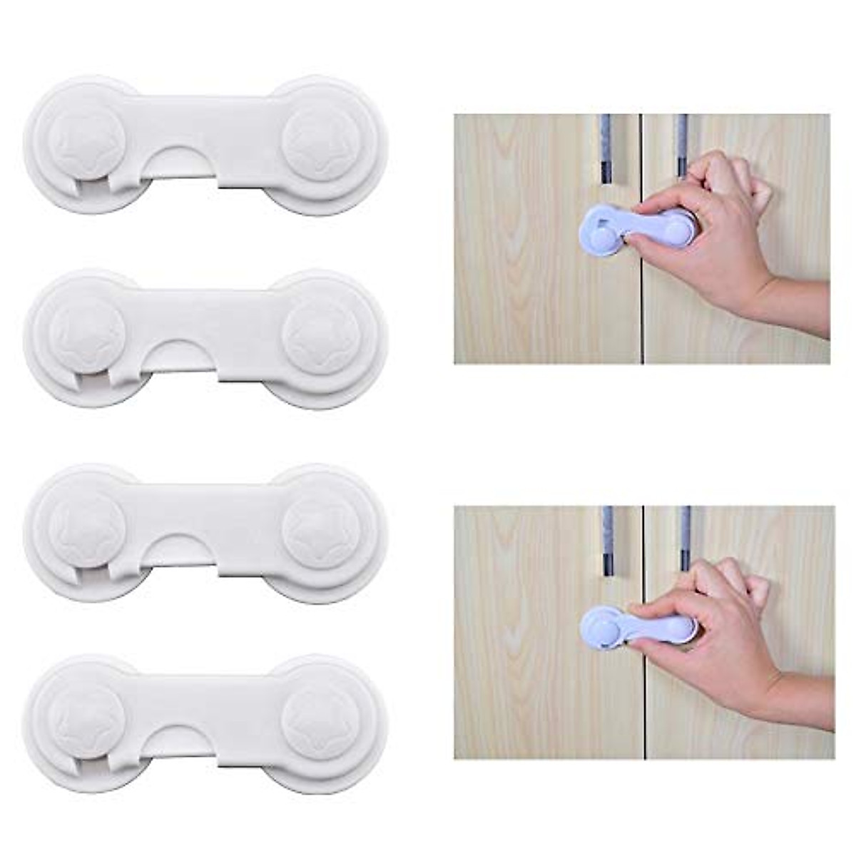 18 Pieces Baby Safety Proofing Kit- 6 Strong, Sturdy Adjustable Latches (Bonus Extra 6x3M Adhesives) + 4 Cabinet Locks+ 4 Corner Protectors and 4 Electrical Socket Plugs- No Tools Needed! (White, 18)