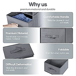 HAITRAL Hanging Closet Organizer - 6-Shelf Hanging Storage Shelves with 3 Drawers & Side Pocket - Multi-Function Foldable Cube Wardrobe for Home, Dorm, Apartment