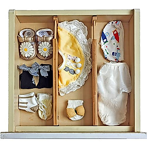 SJAELLAND 4 Pack Adjustable (13-17 inch) Stackable (2/4/6 inches) Deep Bamboo Drawer Organizer - Expandable Clothing Drawer Dividers