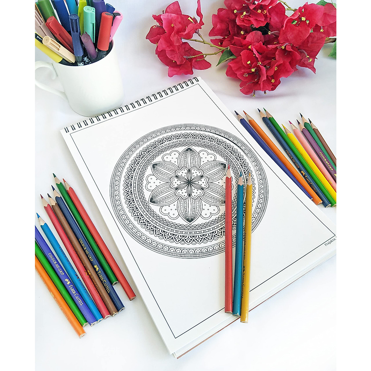 Power Mandalas Coloring book for adults, Spiral bound paperback, stress relieving intricate Offbeat mandalas for grown-ups