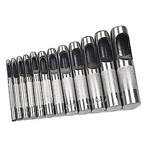 OWDEN 12Piece Leather Hole Punch Set with a Free Cutting mat,Leather Tool,Leather Hollow Punch Set, Round Hole Punch Set,Cut Leather Rubber Paper Soft Material