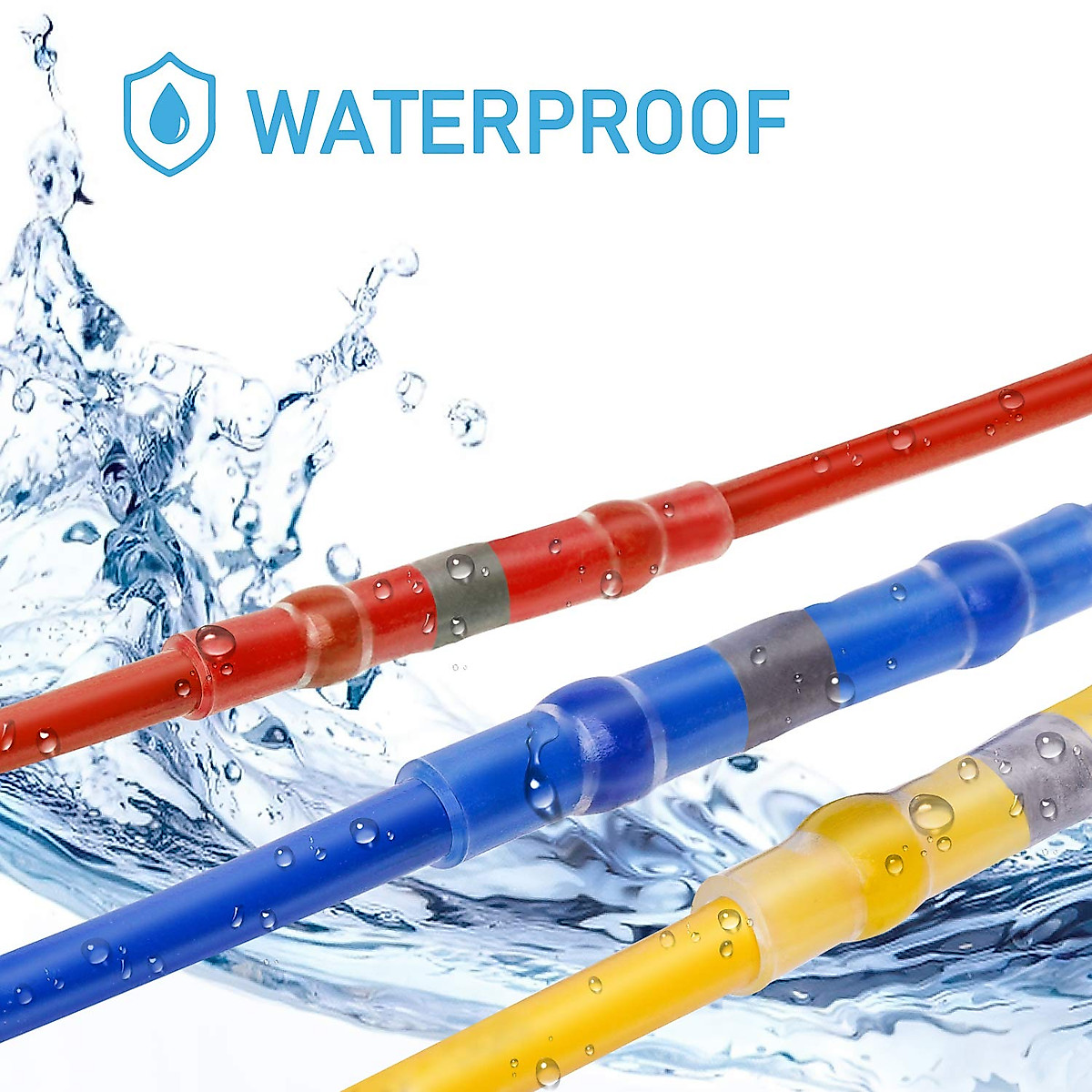 TICONN 150 PCS Solder Seal Wire Connectors, Heat Shrink Butt Connectors, Waterproof and Insulated Electrical Wire Terminals, Butt Splice (150PCS)