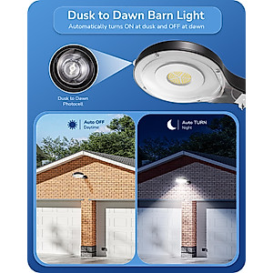 EDISHINE LED Barn Light, Dusk to Dawn Area Lights with Photocell, Outdoor Security Flood Lighting, 10000LM 65W 5000K Daylight, IP65 Waterproof Outdoor Flood Light for Farmhouse Garage Yard Street