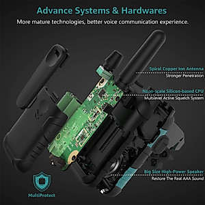 Topsung Walkie Talkies 6 Pack Rechargeable Walkie-Talkies for Adults Long Range Distance FRS 2 Way Radios Walkie Talkies Work Hunting Walkie Talkies with Headsets NOAA 2xUSB Charger 6x4500mAh Battery