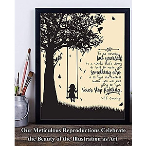 To Be Nobody But Yourself - E.E. Cummings 11x14 Unframed Motivational Wall Art - These Literature Book Posters are Perfect for English Classroom, Home Office or Anywhere you Want Motivational Posters