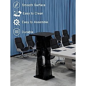 HODLBIT Upgraded Acrylic Podium Stand, Pulpits for Churches, 47.5inch Modern Lecterns & Podiums with Storage Shelf for Classroom, Weddings, Professional Presentation Podiums, Easy Assembly