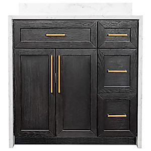 Palisade 36-inch Bathroom Vanity (Engineered Marble/Dark Oak): Includes Dark Oak Cabinet with Engineered Marble Waterfall Countertop and White Ceramic Sink