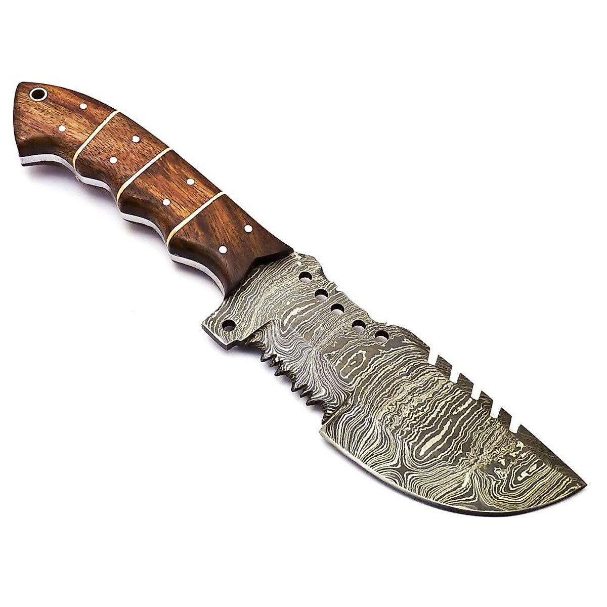 Rare Custom Blood Grooved Damascus Tracker Survival Knife Skinning Knife Hunting Knife Outdoor Knife Camping Knife | Full Tang Handle with Free Genuine Leather Sheath (TR-80)