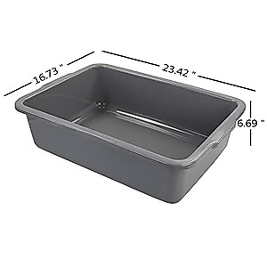 Leendines 4 Packs Plastic Bus Tubs, Grey Commercial Bus Box, 32 L