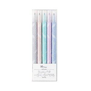 Erin Condren Designer Desk Accessories - Pastel Dual-Tip Highlighters 5-Pack. Set of 5 Pastel Dual-Tip Highlighters: Includes Blush, Orchid, Pool, Monaco and Grey Colors