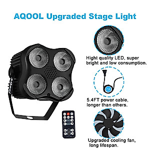 Stage Par Lights, AQOOL RGBW LED Par Can Light,Super Bright DJ Wash Light with Remote & DMX Control,Sound Activated Uplights for Event Wedding Birthday Church Christmas Party Dance Show