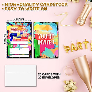 Chuxvon Dart Guns Birthday Party Invitations, Darts Birthday Invitation, Double-Sided Fill In Invites, Kids Dart Gun Birthday Party Decorations, 20 Cards With 20 Envelopes(C15)