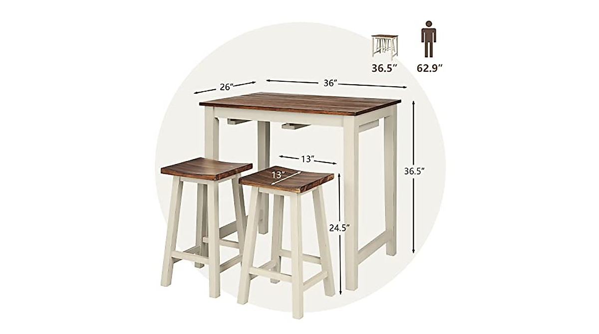 COSTWAY 3-Piece Dining Set - Stylish & Space-Saving